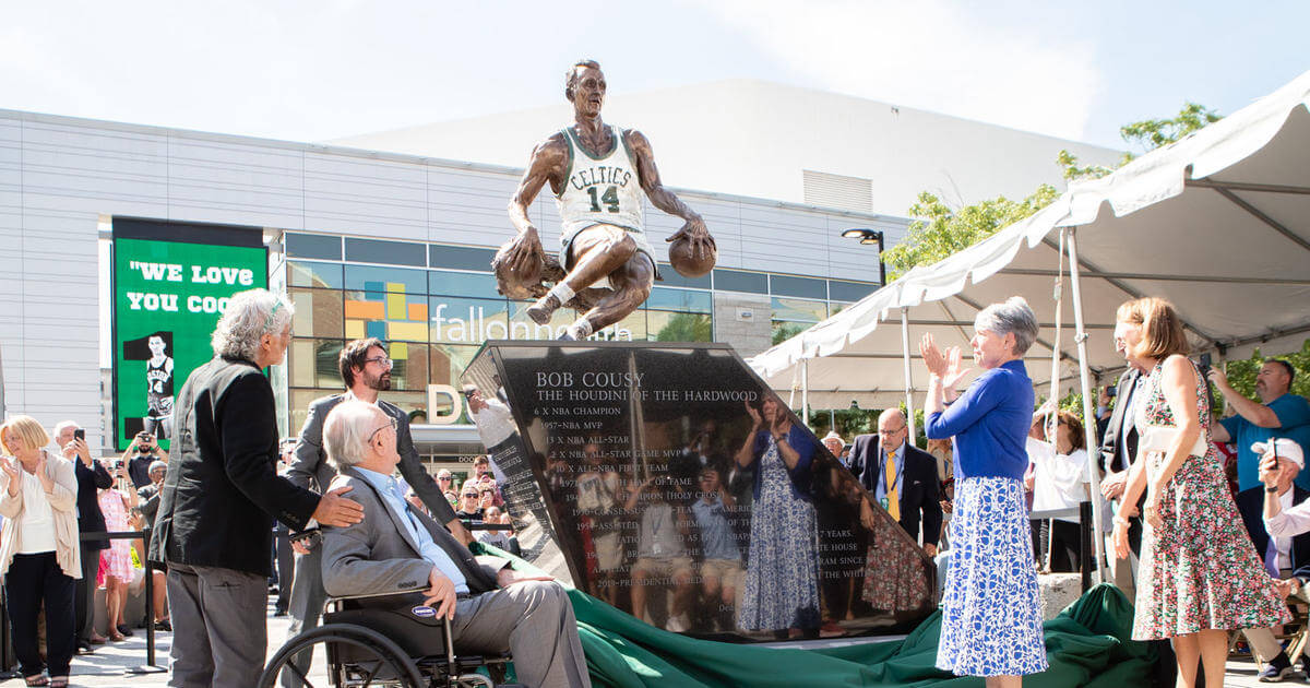 Statue of NBA Legend Bob Cousy '50 Unveiled in Worcester | Holy Cross ...